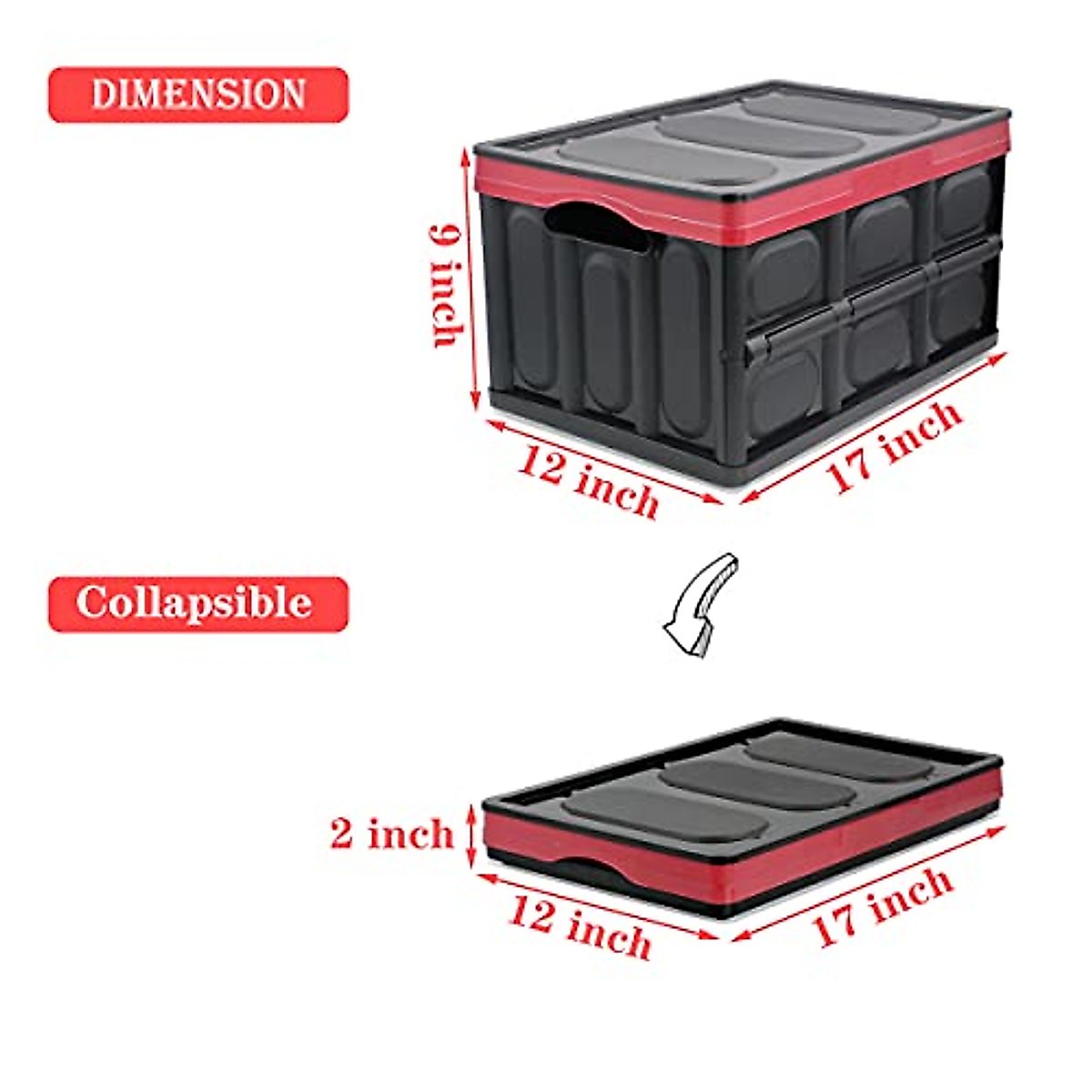 GUOZI 30 Liter Collapsible Storage Bin with Lid, Durable Plastic Folding Storage Crate, Stackable Storage Box Organizer Container for Keepsake Toy Photos Office Nursery Wardrobe Bookshelf etc.