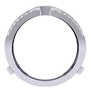 Dazzlingrock Collection 0.25 Carat (ctw) 14K Round Cut Diamond Wedding Enhancer Guard Double Ring 1/4 CT, White Gold, Size 5