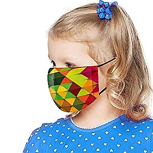 PENATE Kids'Geometric Print Breathable Face Bandanas Reusable&Washable Cotton Protect Yourself Facemasks with Adjustable Earloop