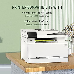 206A Toner Cartridges 4 Pack (with CHIP) Compatible for HP 206A Toner Cartridges HP Set HP 206X, Work for HP Color Laserjet MFP M283fdw, HP MFP m283cdw, M255 M255dw, M283 Series, W2110A, 4 Pack