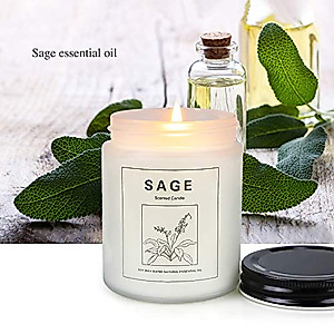 Candles for Home Scented, Sage Candles, Lavender Candle, Natural Soy Jar Candles Gift for Women Bathing Yoga Massage and Embellishment Home, 7.2oz 120 Hours Long Burning
