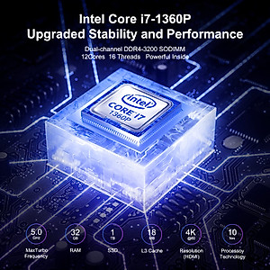 Intel NUC 13 Pro, Arena Canyon NUC13ANHi7 Mini PC with Core i7-1360P Processor, Intel Iris Xe Graphics, 32GB RAM&1TB NVMe SSD (12C/16T/18M Cache,Up to 5.0GHz) Support 8K/WiFi6E/BT5.3-Win11 Pro