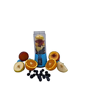 MODAIO Portable Mini Juicer Blender for Milk Shakes, Fruit Juice and Smoothies, Six 3D Blades Ice Crushing Rechargeable with USB, 13oz (Blue)