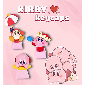 POPKEEY Kirby Keycaps Japanese Anime Pink Key Caps，Compatible with Cherry MX Switches Custom Gaming Mechanical Keyboard (Magic)
