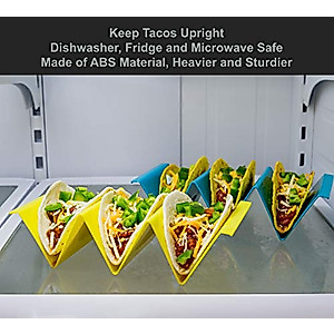 Youngever 9 Pack Large Taco Holder Stands, Taco Plate, Taco Truck Tray Style, Dishwasher Top Rack Safe, Set of 9 Assorted Colors