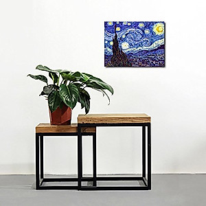 Wieco Art Starry Night Canvas Print of Van Gogh Oil Paintings Reproduction Modern Canvas Print Artwork Abstract Landscape Pictures Printed on Canvas Wall Art for Home Office Decorations