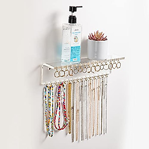 2 Pieces Acrylic Jewelry Organizer Wall Mounted with 60 Hooks, Hanging Jewelry Organizer Holder Display for Hanging Rings, Earrings, Necklace Holder (Clear)