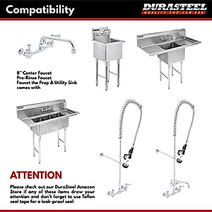 DuraSteel Wall Mount Faucet Installation Kit - Commercial Kitchen No Lead Faucet Mounting Adapter Set for 1/2-inch IPS Female Inlet - Space Saving Backsplash Kit
