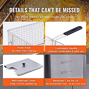 VEVOR Commercial Electric Deep Fryer, 22.7Qt Electric Oil Fryer w/Time Control & Oil Filtration, Stainless Steel Large Deep Fryer for Restaurant and Home Use, 3000W w/Dual Removable Basket, Silver