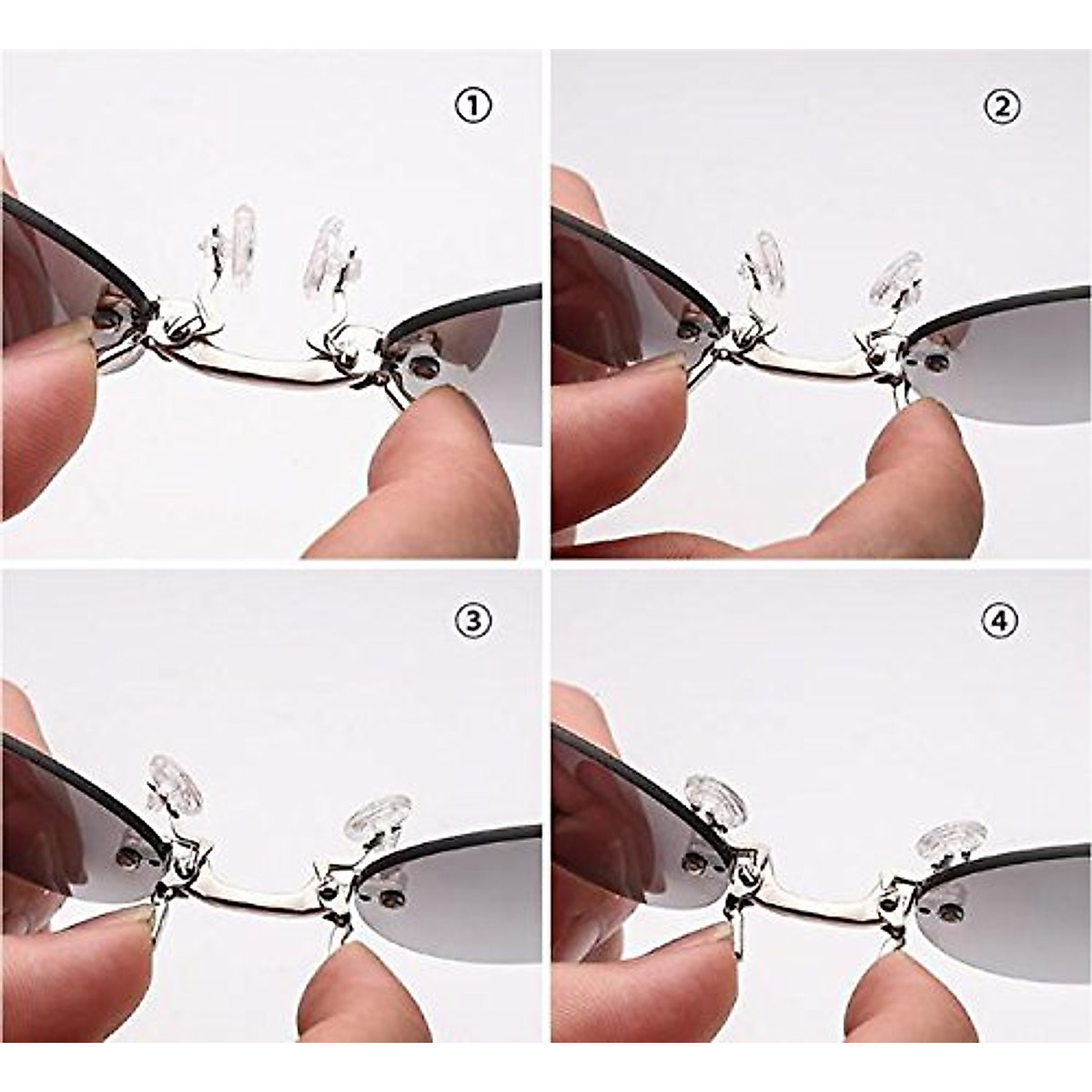 PLOPLO Polarized 5.9 g Only Retro Round Clip On Nose glasses Matrix Morpheus Movie rimless sunglasses men (Black, Gray)