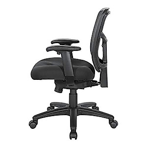 Office Star ProGrid Breathable Mesh Back Manager's Office Chair with Built-in Lumbar Support and Height Adjustable Padded Arms, Coal FreeFlex Fabric