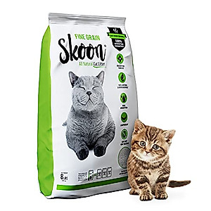 (1 Bag) Skoon All-Natural Fine Grain Cat Litter, Unscented & Safe for Kittens. Light-Weight, Non-clumping, Low Maintenance. Absorbs & Seals Liquids for Best Odor Control. Self-Cleaning Box Compatible.