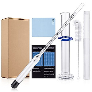 Hydrometer Alcohol Meter Test Kit, Distilled Alcohol 0-200 Proof & 0-100 Tralle with Hydrometer Test Glass Jar, Alcohol Proof Tester for Proofing Distilled Spirits & Moonshine Testing