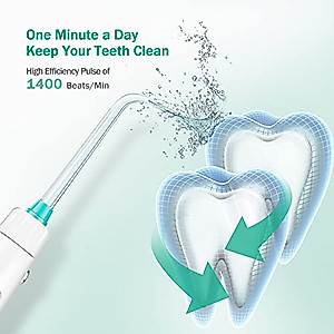 Initio Water Dental Flosser 2 Modes, 10 Adjustable Modes,Oral Irrigator with 600ML Detachable Water Tank, 6 Multifunctional Jet Tips,Water Dental Pick for Braces Care,Teeth Cleaner,White