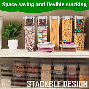 Airtight Food Storage Containers with Lids Set 10 Pack, Clear Plastic Pantry & Kitchen Organizers and Storage for Cereal Flour Pasta Snacks Sugar & Dry Food, BPA Free, with multiple Labels & Spoons