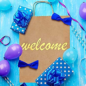 BagDream Brown Kraft Paper Welcome Gift Bags Bulk with Handles 25Pcs 8x4.25x10.5 Inches Shopping Gifts Wedding Bags, Good for Packaging, Retail, Party, Craft, Recycled, Goody and Merchandise Bags