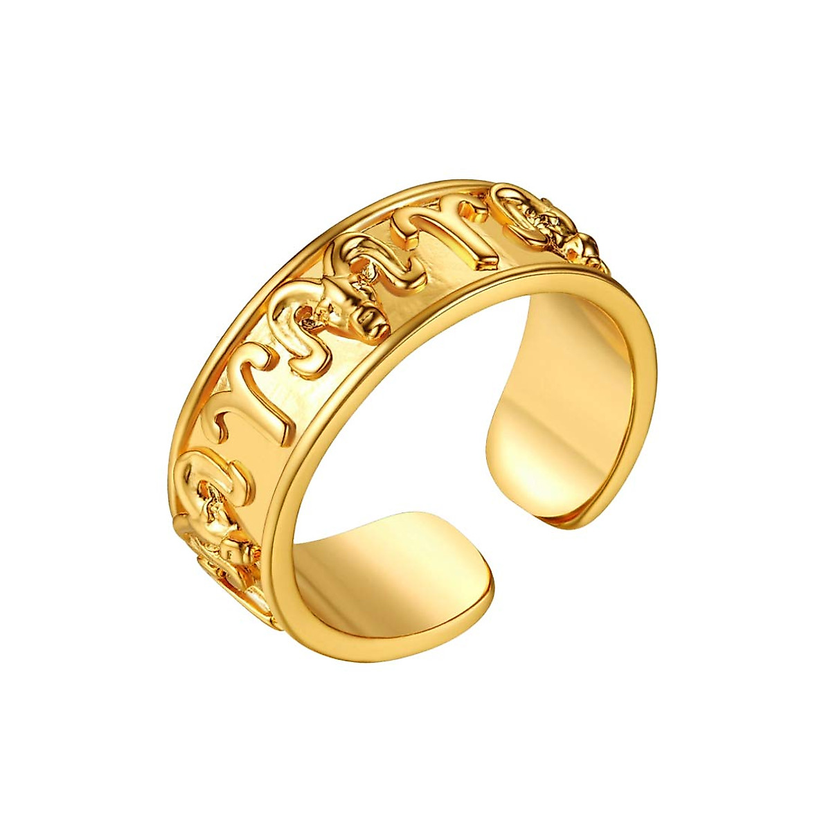 FindChic Personalized Womens Gold Aries Zodiac Band Rings Constellation Astrology Adjustable Gold Plated Horoscope Statement Ring for Women
