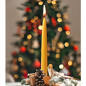 6 Packs Natural Beeswax Taper Candles- 8 inch Beeswax Candles, Smokeless and Dripless Beeswax Candles- 8 Hour Burn Time Beeswax Candlesticks- for Christmas Home Decor Air Purification Spa Relaxation