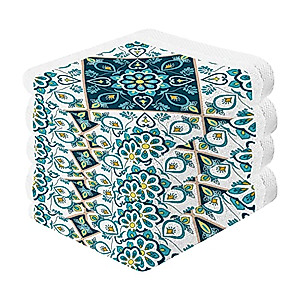 xigua Texture Green Wash Cloths 6 Pack - 12 x 12 Inch Super Soft Washcloths for Your Face and Body - 100% Cotton Highly Absorbent Baby Face Towel