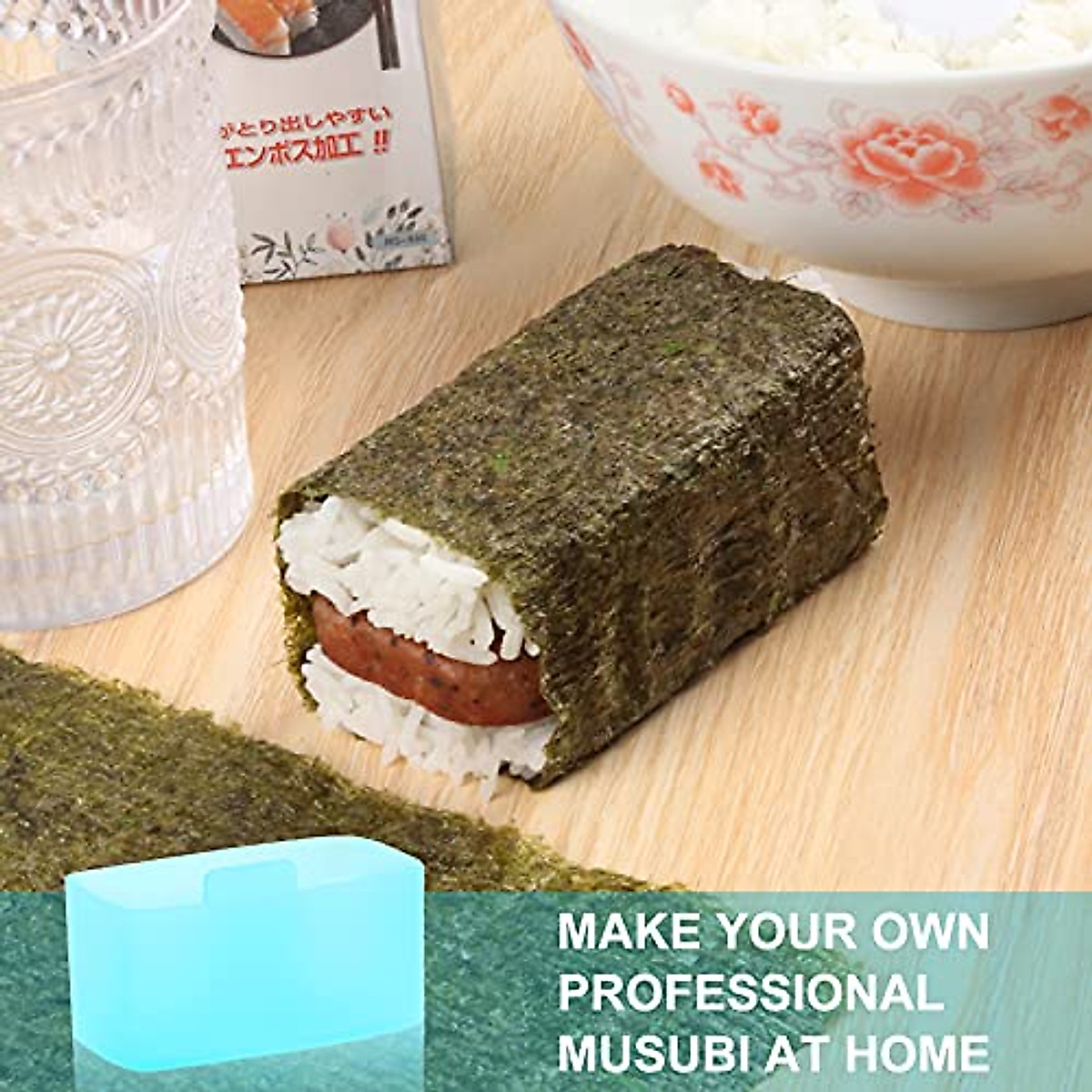 DIMVKA Non Stick Musubi Maker Press, Non Toxic Onigiri Sushi Rice Mold, Musubi Luncheon Meat Maker Mold with Small Rice Paddle (1 Pack)