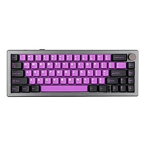 EPOMAKER EK68 65% Wireless Gaming Keyboard, Hot Swappable Gasket Mechanical Keyboard with Metal Knob, Bluetooth 5.0/2.4Ghz Wireless/USB-C Wired Custom Keyboard (Black Purple, Gateron Pro Yellow)