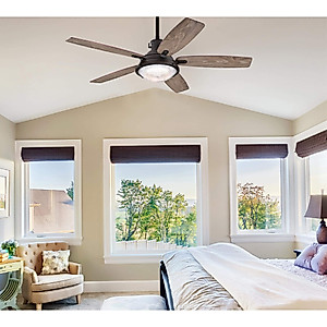 Westinghouse Lighting 7226700 Crescent Cove, Vintage Industrial LED Ceiling Fan with Light and Remote Control, 52 Inch, Oil Rubbed Bronze Finish, Clear Prismatic Glass