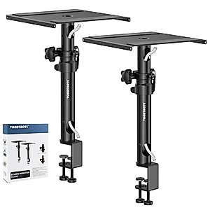Vondynote Set of 2 Studio Monitor Stands Desktop Clamp Speaker Stands Bookshelf Speaker Stands with Cable Management