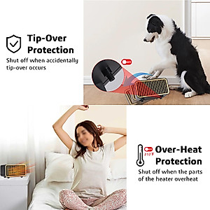 Portable Space Heater, YOUCIDI 550W / 900W Electric Heater Warmer Two Modes Energy Efficient Safe and Quiet, PTC Fast Heating Small Space Heater with Tip-over and Overheat Protection