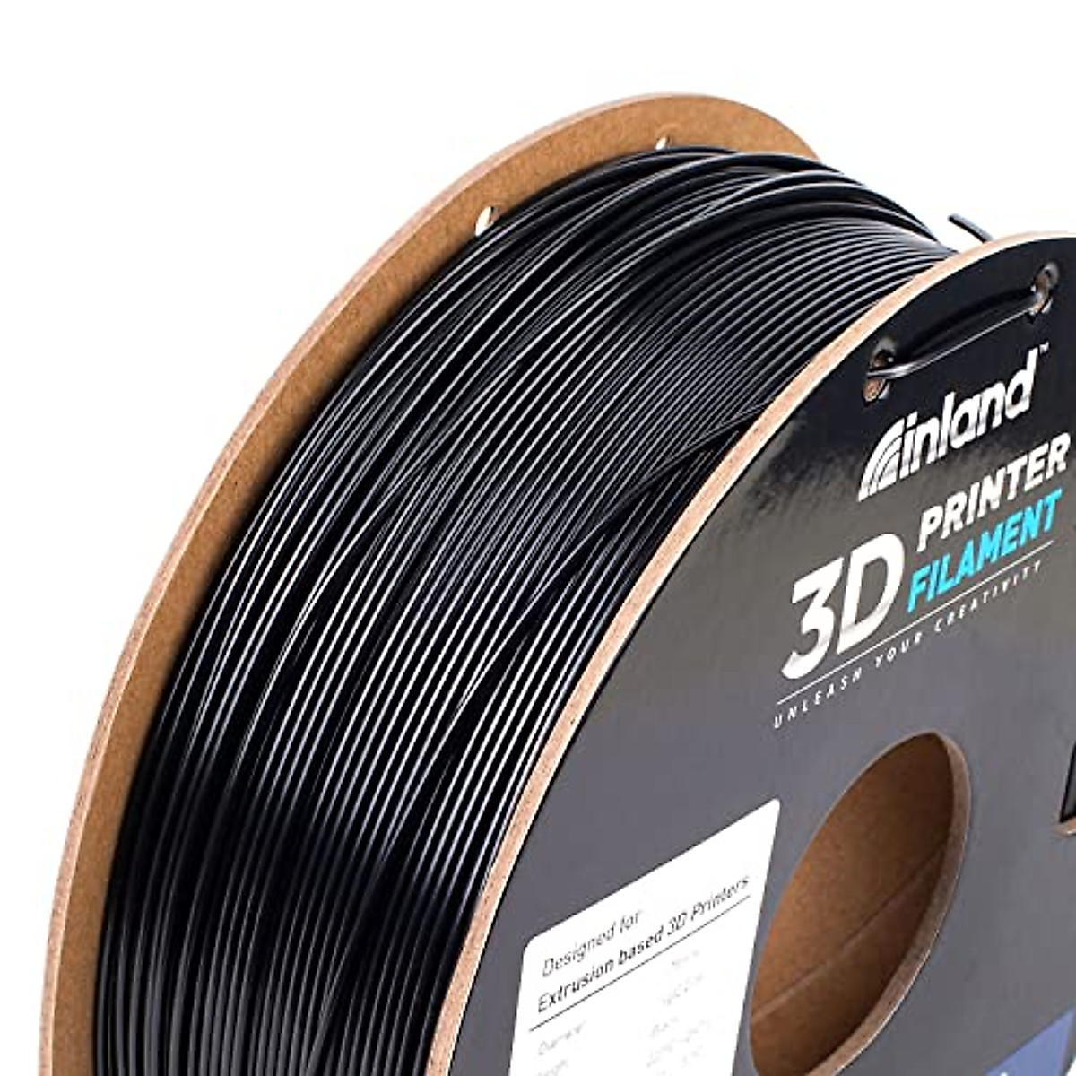 Inland 1.75mm ABS 3D Printer Filament, Dimensional Accuracy +/- 0.03 mm - 1kg Cardboard Spool (2.2 lbs) - Fits Most FDM/FFF Printers - Black