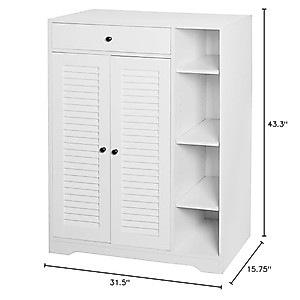 ZLECTIO Shoe Rack for Entryway, Freestanding Shoe Storage with 2 Shutter Door and Top Drawer, White Shoe Cabinet for Hallway Bedroom Living Room Apartment