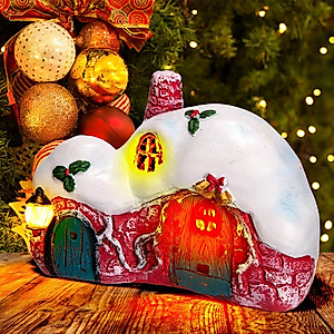 Garden Statues Outdoor Decor - Solar Fairy Houses Figurine Lights for Garden Yard Decor, 2 Pack