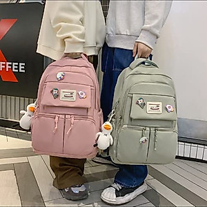 RRRWEI Kawaii Backpack With Kawaii Pin And Accessories Cute Backpack School Backpack For Teens Girls Aesthetic Backpack (green)