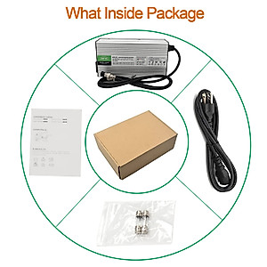 AFU 84V 6A Li-ion Battery Charger Silver Aluminum Case Safe and Durable Used for 20S 72V Lithium Battery Smart Charger DC Output GX16 1+3- Ping Connector