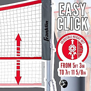 Franklin Sports Elite Badminton Volleyball Combo Net Set - Includes Volleyball,Badminton Rackets,Birdies, Poles/Net, Stakes, Ropes, Boundary Kit - Beach or Backyard Badminton - Easy Setup