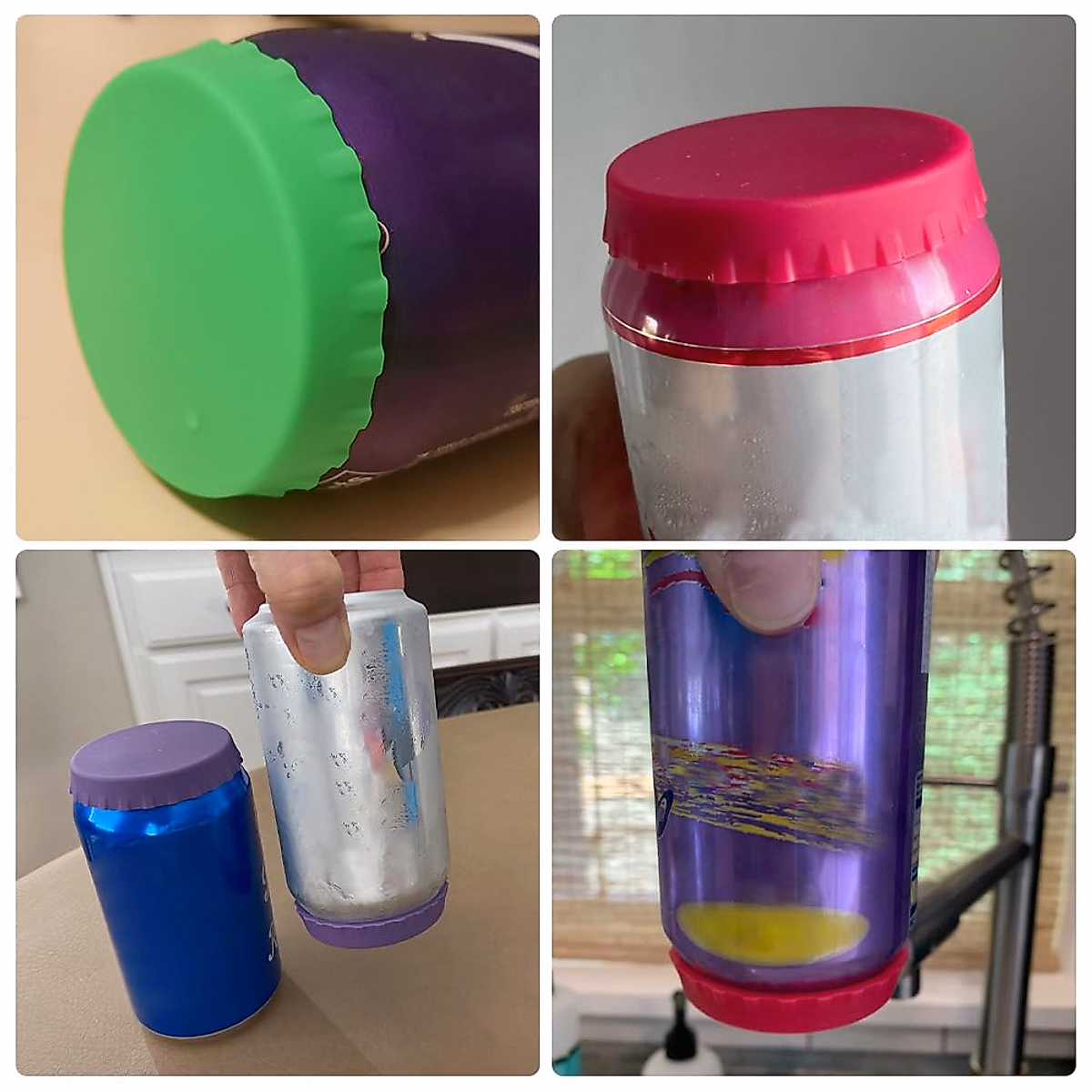 6 Pack Silicone Soda Can Lids, 6 Color BPA-Free Reusable Silicone Can Covers, Can Stopper or Protector For Soda, Beer, Drink, Juice, Coke, Beverage, Fits Standard Cans