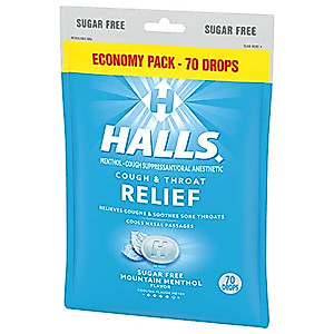 HALLS Relief Mountain Menthol Sugar Free Cough Drops, Economy Pack, 70 Drops