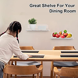 12 Pack Acrylic Floating Shelves 12 Inch Clear Acrylic Shelf Wall Display 4 mm Thick Invisible Book Shelves for Bedroom, Living Room, Bathroom, Office