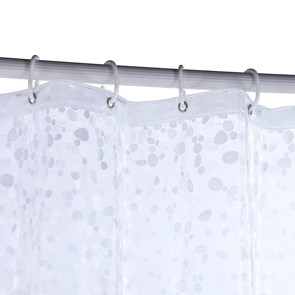 WellColor Short Shower Curtain Liner 65 inch, Pebble Translucent EVA Bath Shower Liners, Heavy Duty, Cobblestone, 72 x 65 inch