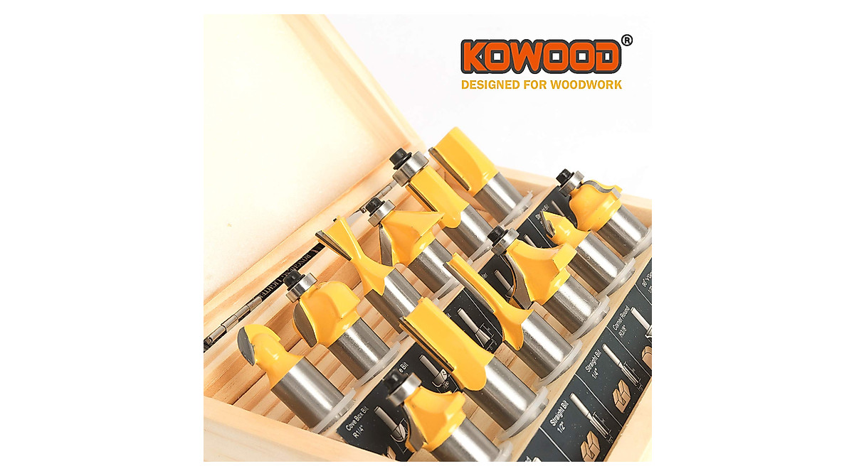 KOWOOD Router Bits Set of 12 – Durable Woodworking Tools for DIY ...