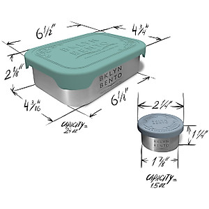 Stainless Steel Food Container & Condiment Holder | Leak Proof Silicone Lid | Metal Lunch Box | Bento Box | Portion Control Snacks Dressings [2 PCS Set/Green]