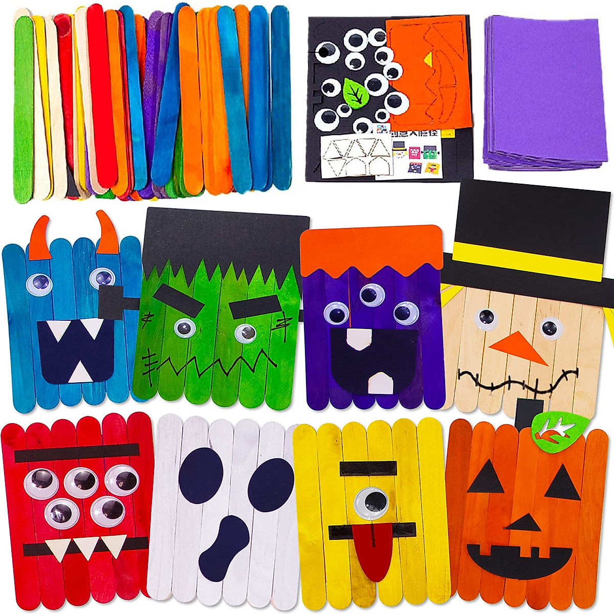 Porgaten Halloween Crafts Kits for Kids Unfinished Arts and Crafts Supplies DIY Halloween Toys Gifts Childrens Wood Craft Kits for Home School Classroom Halloween Activities