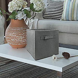 EBIGIC Mini Size 3-Pack Cube Storage Bins 9.0"x7.5"x7.5" Fabirc Foldable Closet Toy Organizer Collapsible Cloth Gray