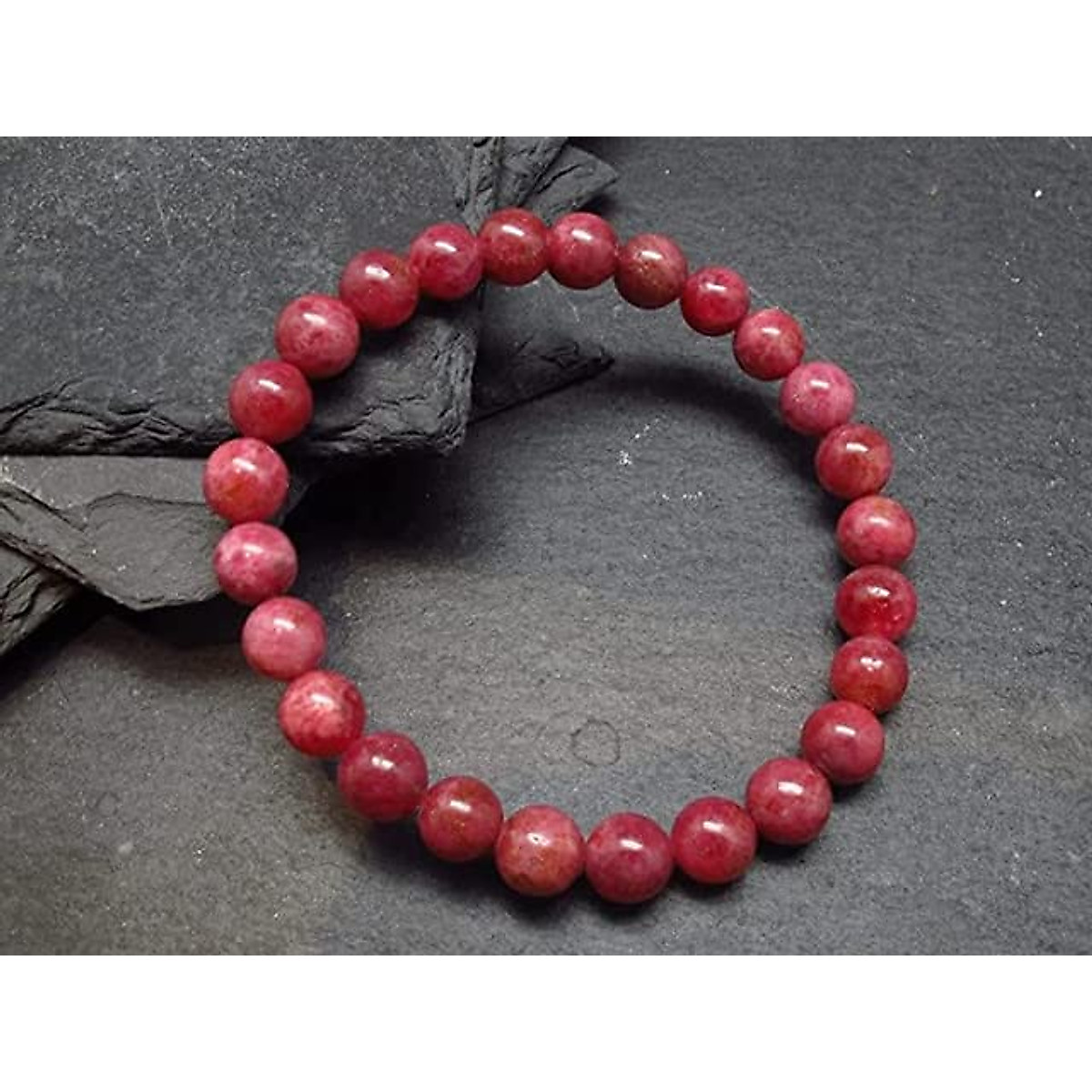 YONKU Rhodonite Gem Genuine Bracelet ~ 7 Inches ~ YO-BRACE-7469