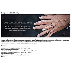 Ring for Men and Ring for Women Swinger Black Ring Set His & Her's Matching 6mm / 8mm Black Brushed Center with Polished Edge Tungsten Carbide Wedding and engagement bridal Band Set