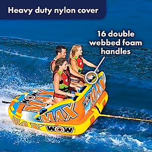 WOW Sports - Max Inflatable Towable Deck Tube - Boating Accessory - Fits Kids & Adults - Up To 3 Riders