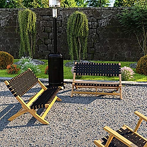 Patio Sense 63291 Sava Indoor Outdoor Folding Patio Bench Low-Slung Portable Foldable Lightweight Solid Acacia Wood Construction No Assembly Just Unfold - Teak Toned Oil Finish