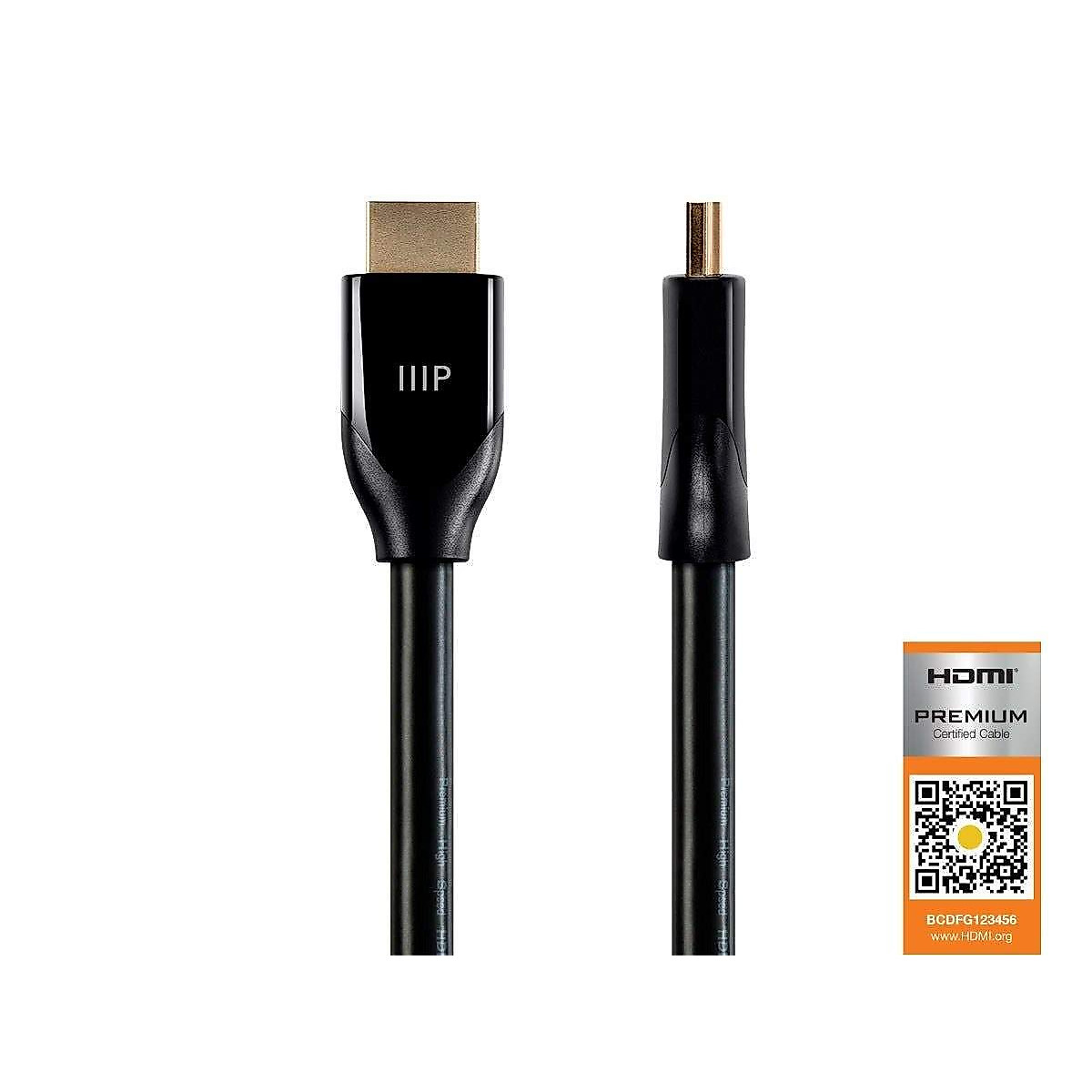 Monoprice Certified Premium HDMI Cable - 4K@60Hz, HDR, 18Gbps, YUV 4:4:4, Dual Video Stream, Compatible with DVD Player, 28AWG, 6 Feet, Black