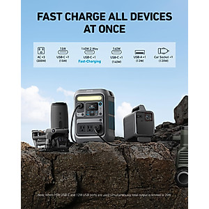 Anker SOLIX C300 Portable Power Station, Outdoor 288Wh LiFePO4 Battery, 300W (600W Surge) Solar Generator, 140W Two-Way Fast Charging, For Camping, Traveling, and Emergencies (Solar Panel Optional) (Renewed)