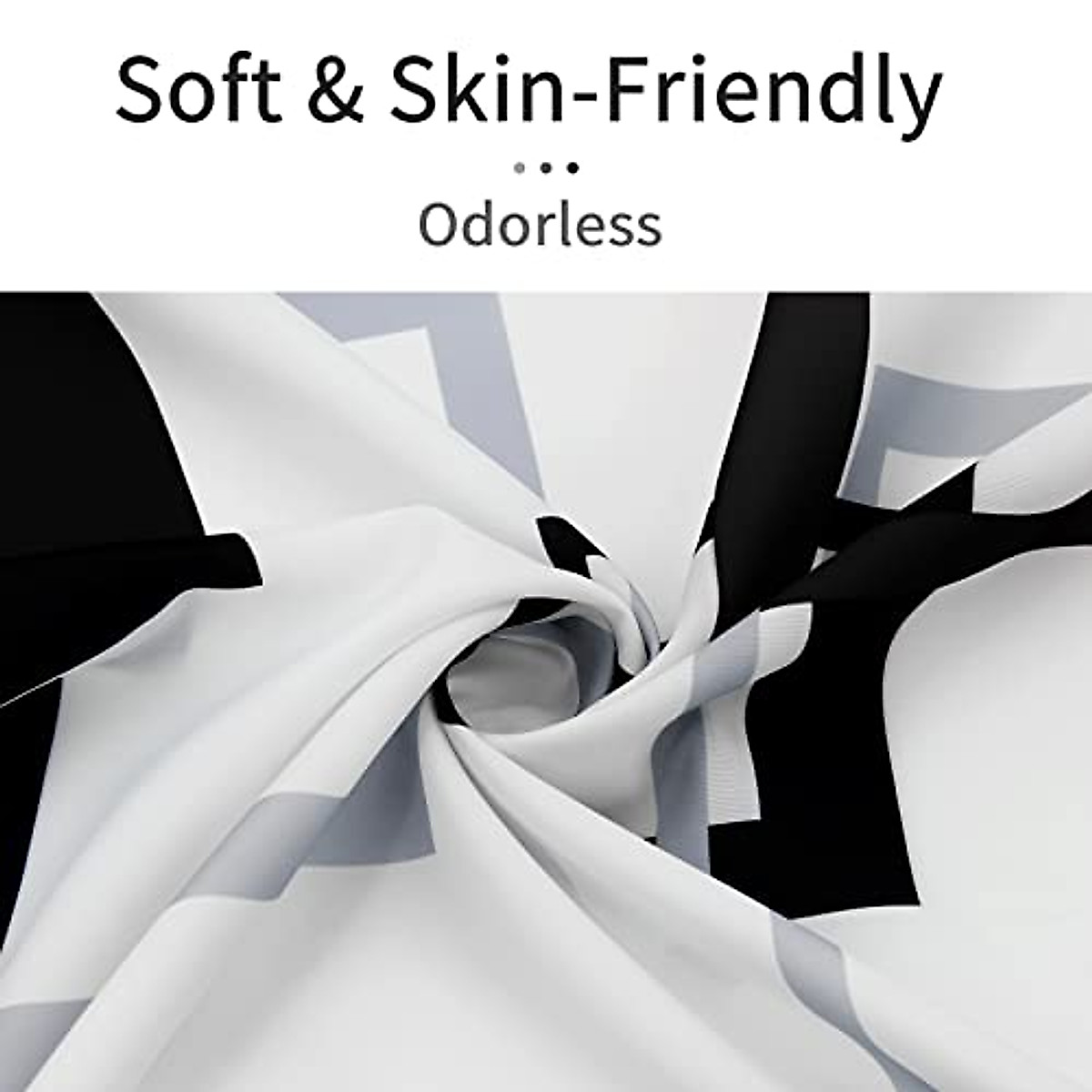 Gibelle Geometric Fabric Shower Curtain Set, Abstract Mid Century Modern Minimalist Waterproof Shower Curtain for Bathroom Decor, 72 x 72, Black and White Black Grey