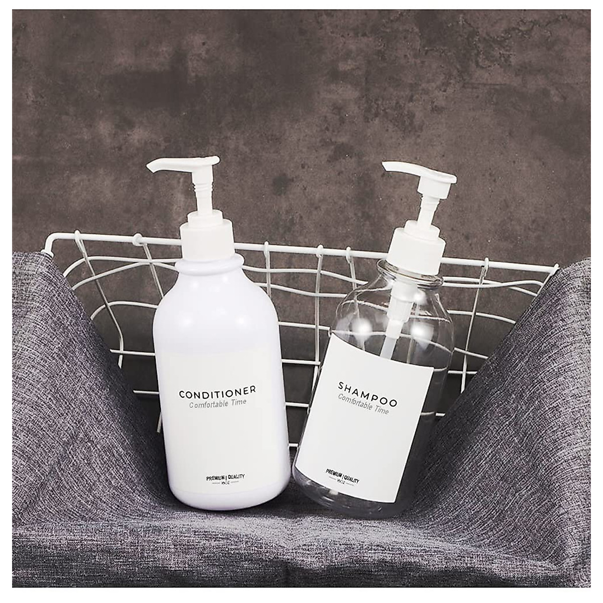 3 Pack of Shampoo and Conditioner Bottles - Apothecary Dispenser Bottle for Bathroom and Kitchen, Refillable Shampoo Bottles for Shampoo Lotion Oil Shower Soap Hand Soap and Dish Soap (Clear)